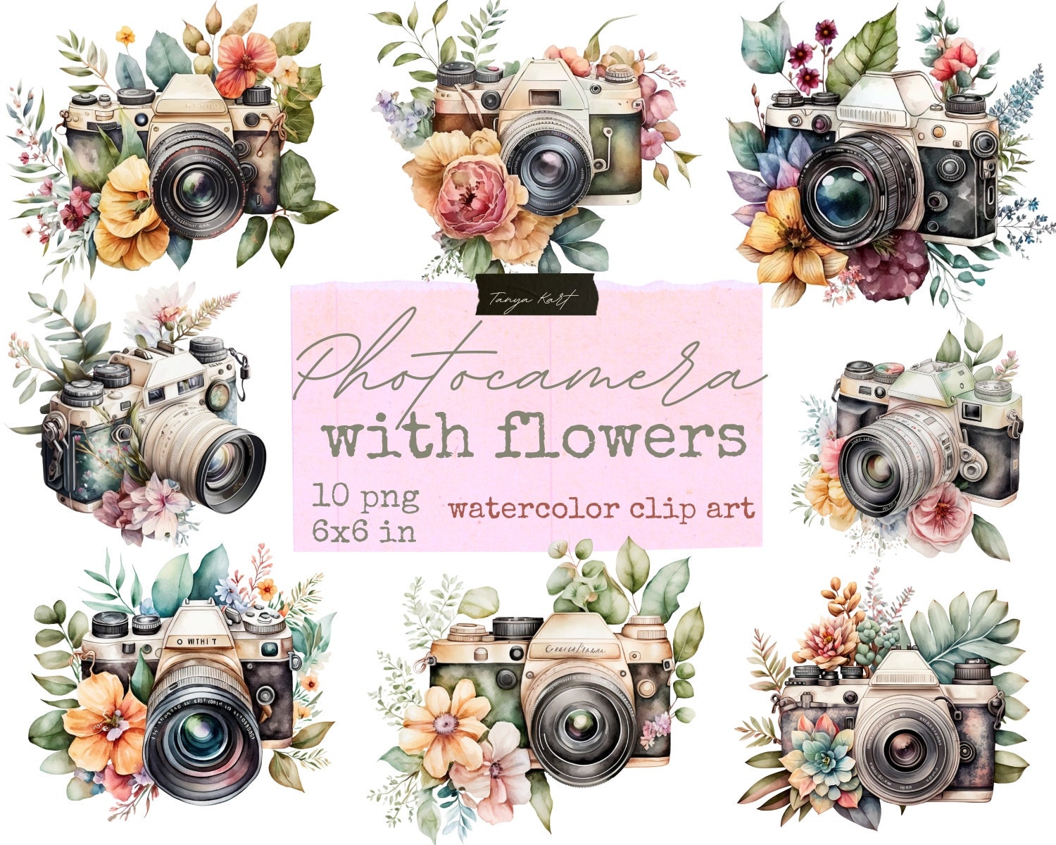 Pink Vintage Camera Clip Art
