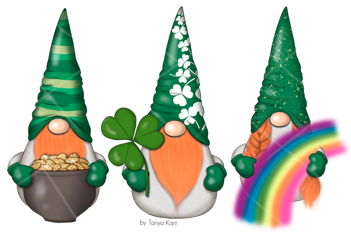 St. Patrick's Day Gnomes Clipart Pack - Festive March Irish Gnome ...