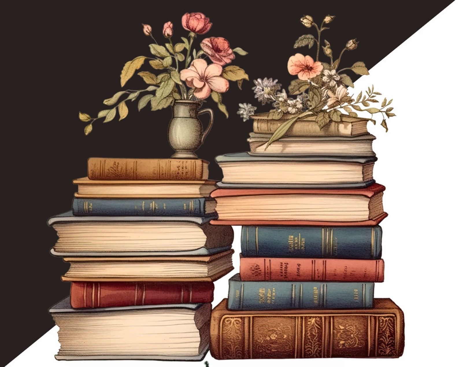 Vintage Book Clipart Bundle, Old Books Watercolor, Antique Book ...