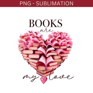 Books Are My Love, Pink Heart for Valentine's Stickers & Book Lover ...