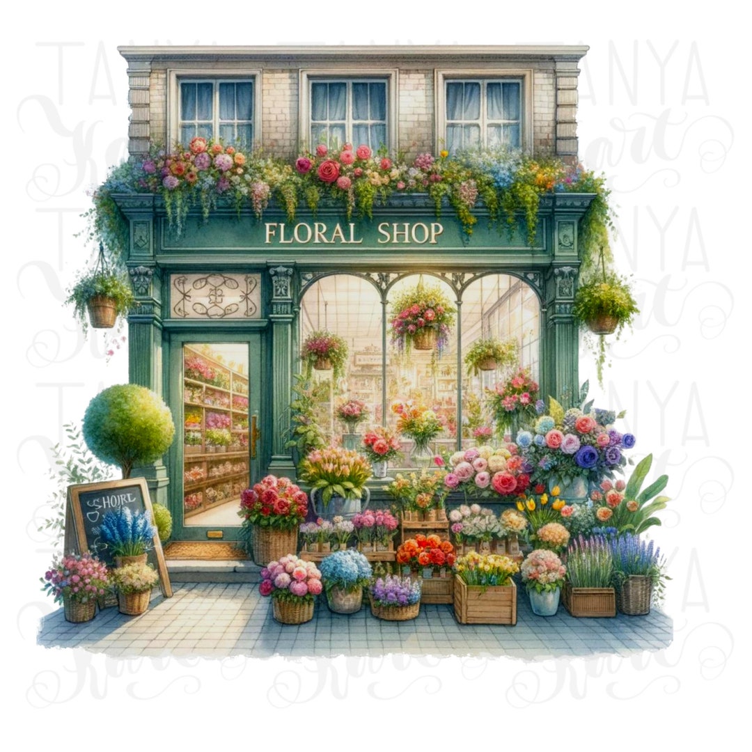 Floral Shop Printable, Spring Planner Sticker Sublimation Design ...