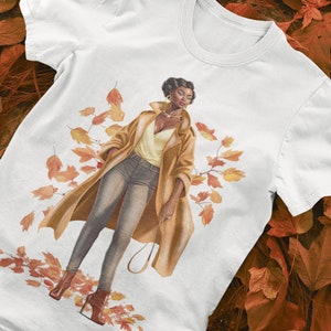 African American Girl Fall Png Designs,woman in the Fall Graphic ...