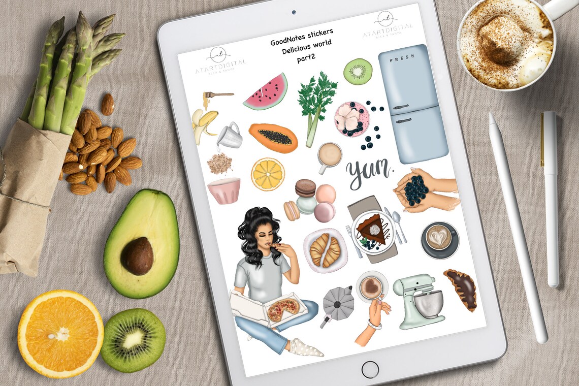 Food Digital Stickers for Food Goodnotes, Fruits Stickers, Veggies ...