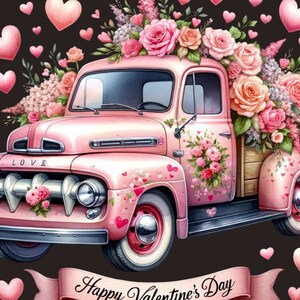 Valentines Day Pink Truck PNG - Instant Download - Valentine Clipart ...
