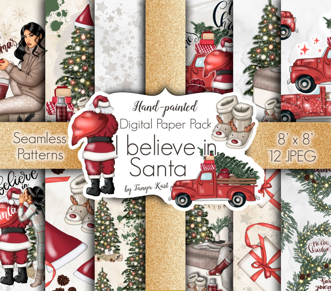 Christmas Patterns, Santa Paper, Planner Diy Supplies, Digital ...