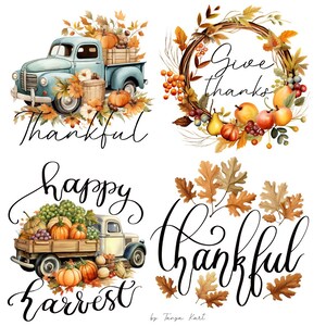 Thankful Fall Farmhouse Clipart Bundle, Instant Download Digital PNG ...