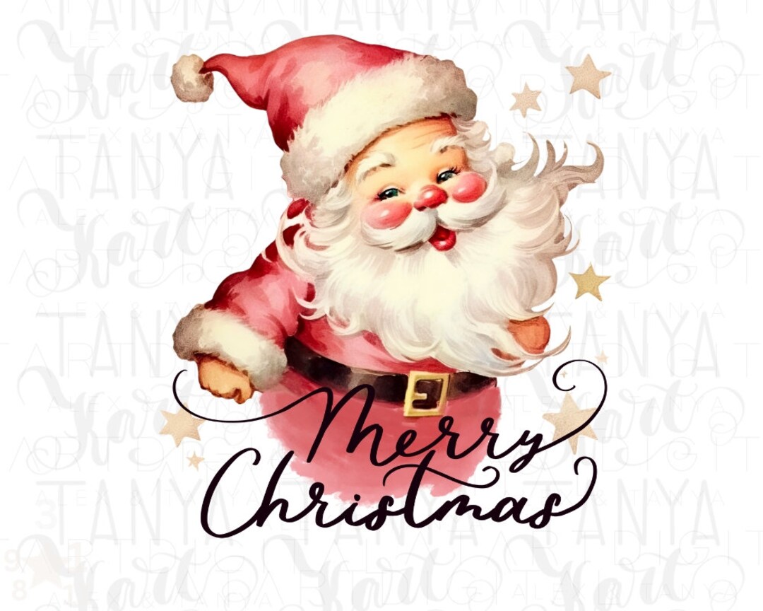 Flying Red Santa PNG for Christmas Shirt & Sublimation Print, Retro ...