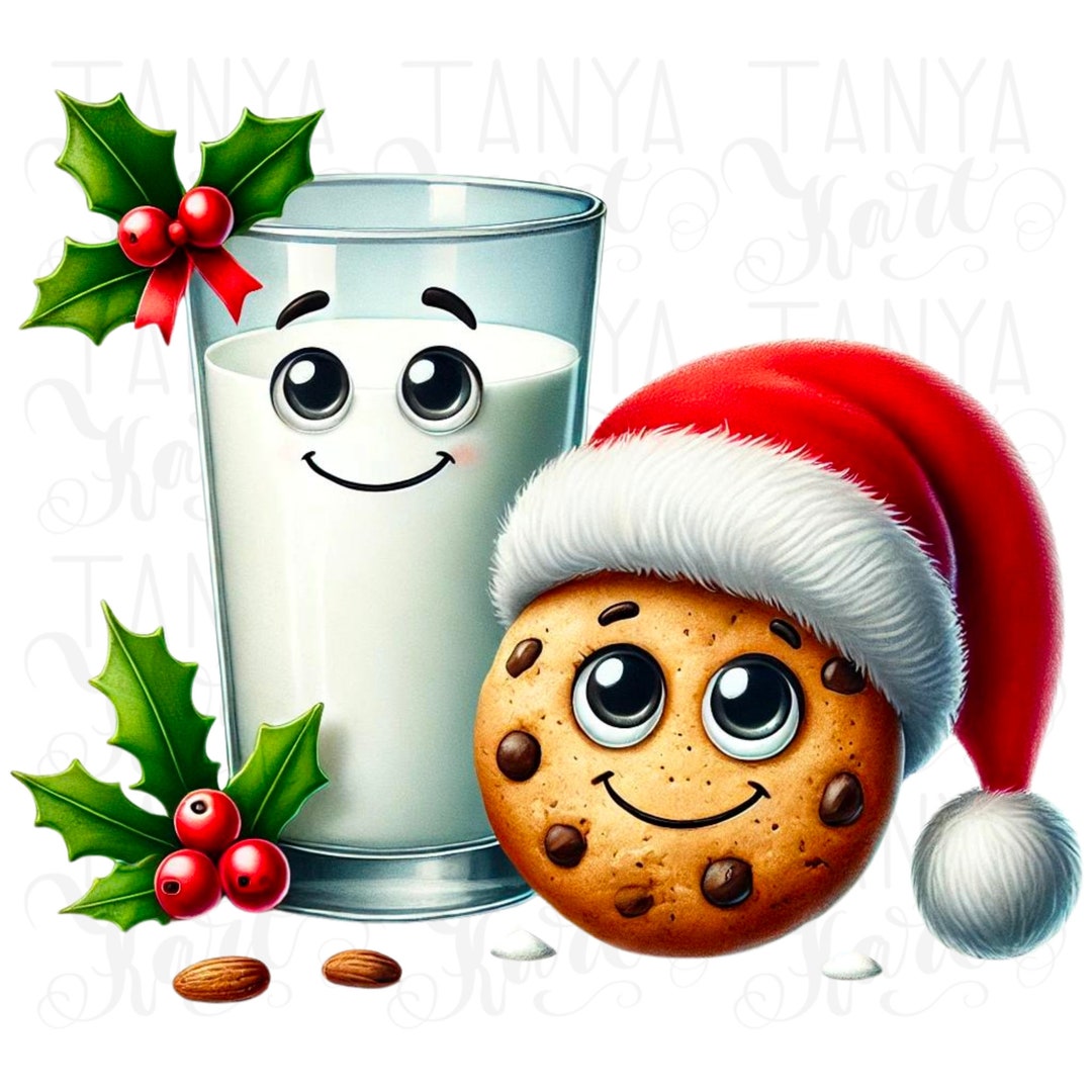 Kawaii Milk and Cookie PNG, Best Friend Christmas Sublimation Design ...