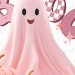 Cute Funny Pink Halloween Ghost Png Design Retro Ghost Face With Boo ...
