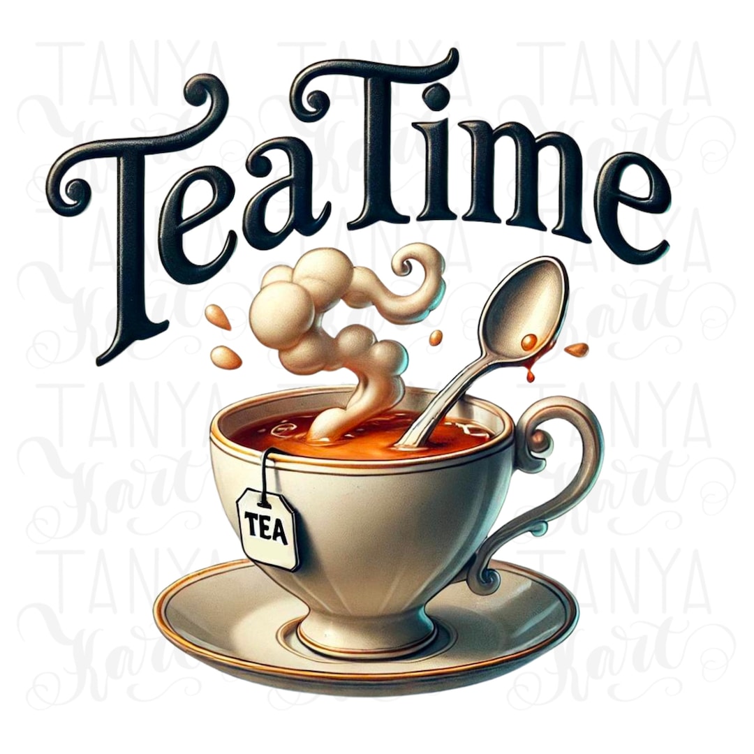 Tea Time PNG, Vintage Watercolor Tea Party Illustration for Digital ...