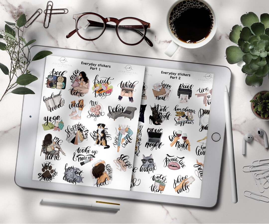 Everyday Digital Stickers for Goodnotes Planner, Daily Planner Stickers ...