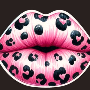 Pink Leopard Lips Png Valentines Day, Digital Download, Sublimation ...