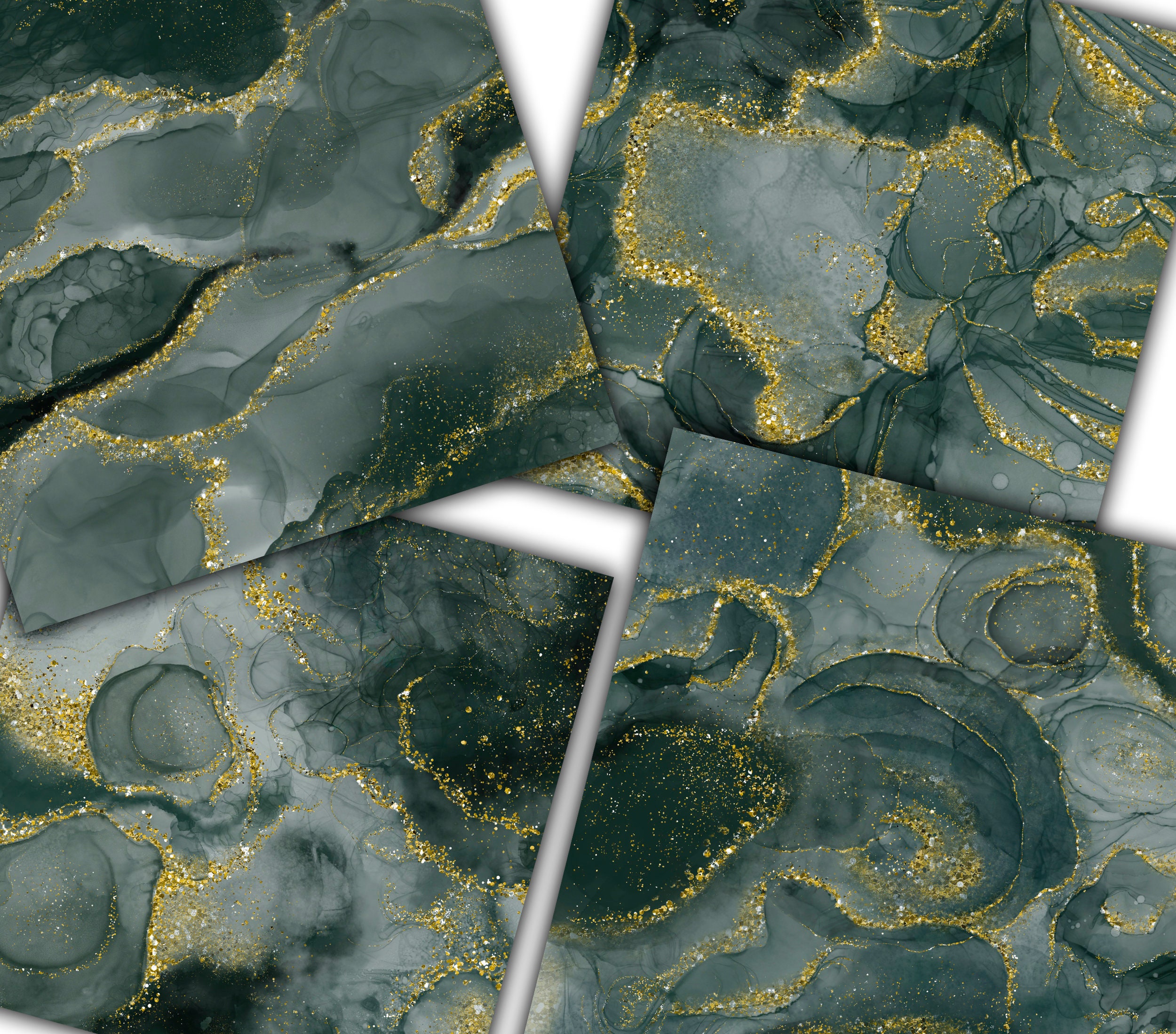 Green and Gold Papers Gold Shinegreen Digital Paper Green - Etsy