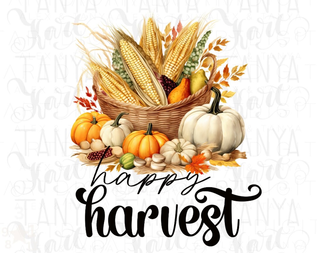 Happy Harvest Fall PNG, Sublimation Downloads for Stickers, Prints ...