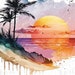 Sunset Png Clipart, Watercolor Beach, Digital Download, Colorful ...