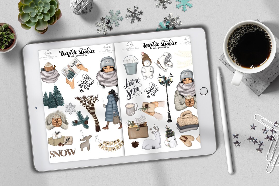Winter Goodnotes Digital Planner Stickers, Weekly Christmas Stickers ...
