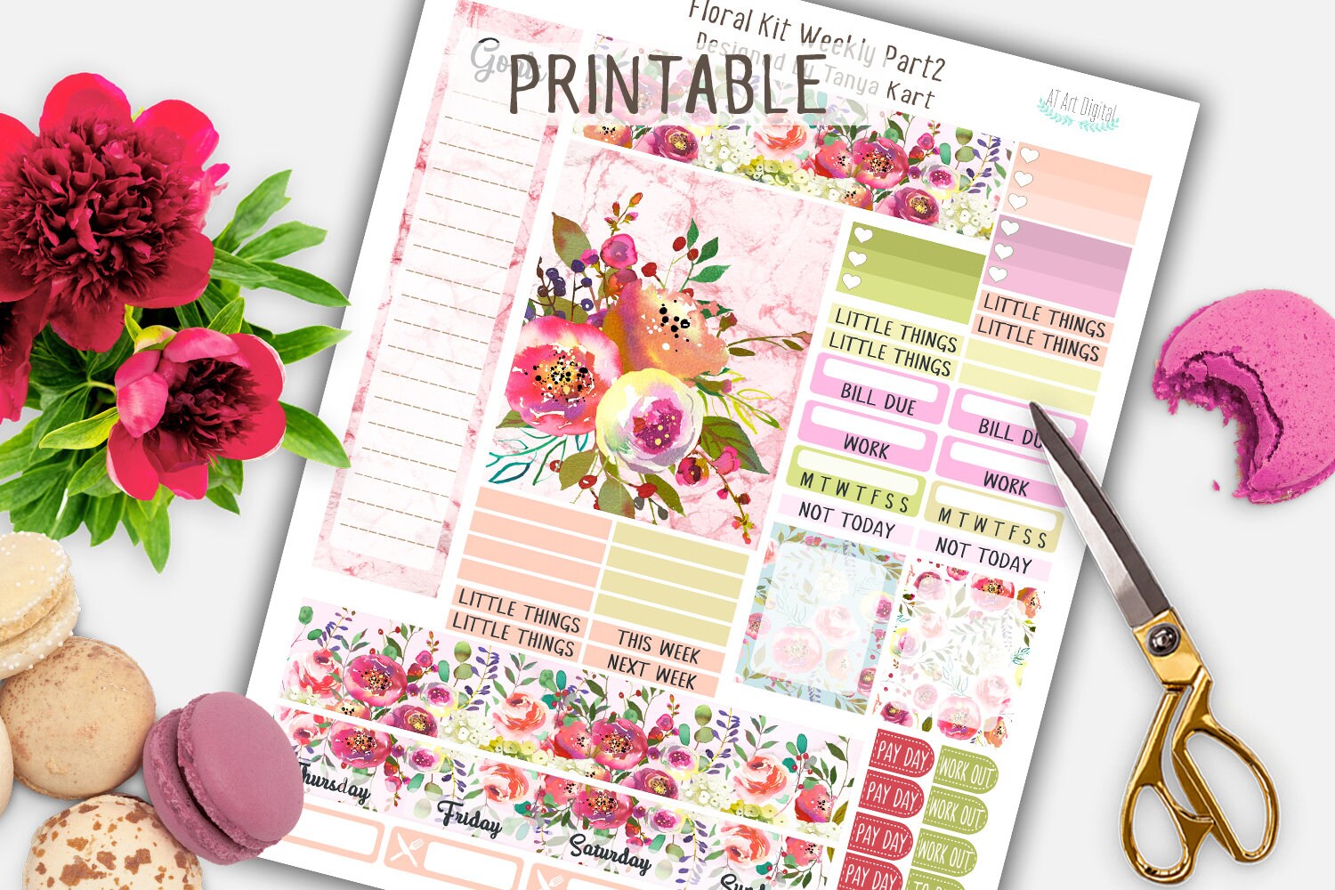 Floral Stickers//printable Stickers//weekly Planner Stickers//weekly ...