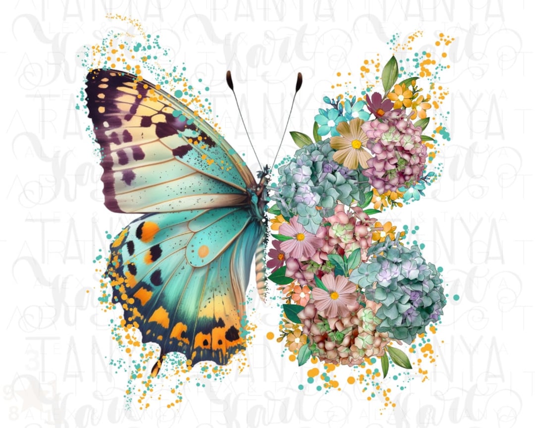 Butterfly Png, Sublimation Design, Digital Download, Floral Butterfly ...