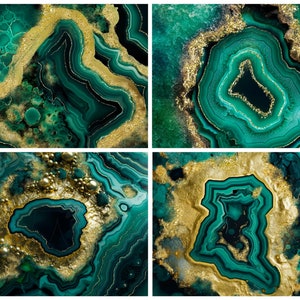 Green Geodes Digital Paper Pack, Agate Backgrounds, Instant Download ...