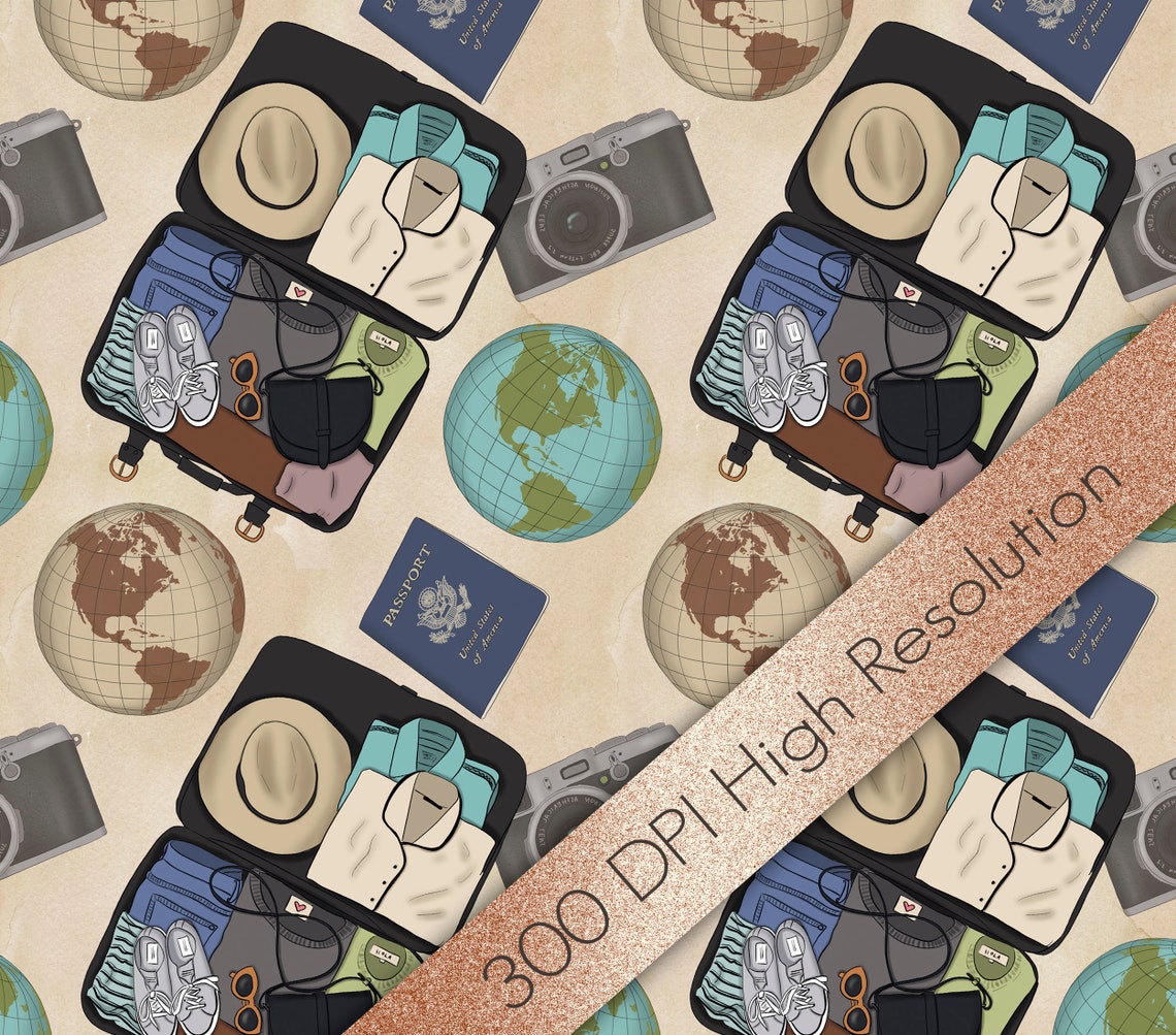 Summer Papers, Travel Digital Paper, Vacation Papers, Travelling Paper ...