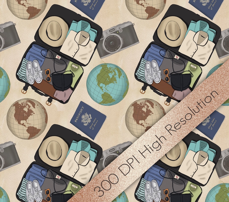Summer Papers, Travel Digital Paper, Vacation Papers, Travelling Paper ...