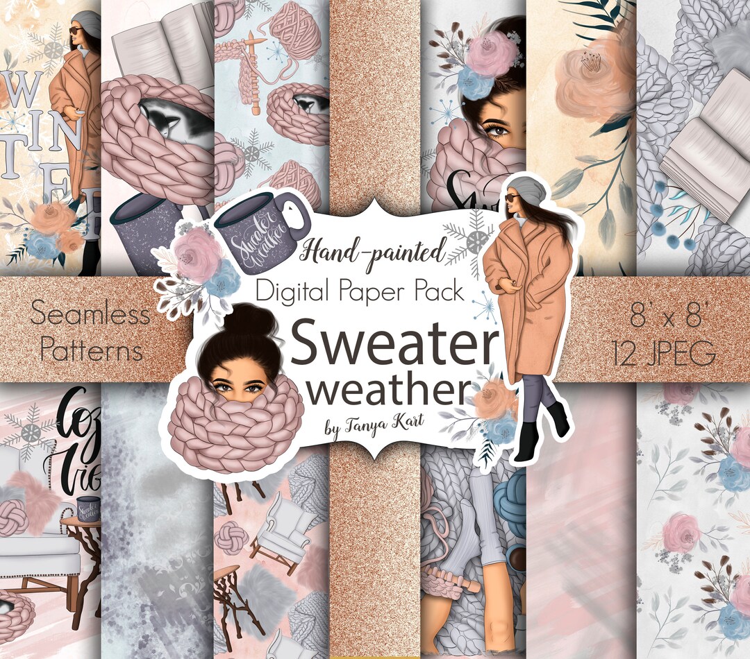 Sweater Weather Digital Papers, Winter Paper, Holiday Patterns, Planner ...