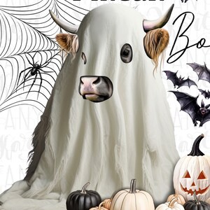 Moo I Mean Boo Png - Highland Cow Spooky Season Png - Halloween ...