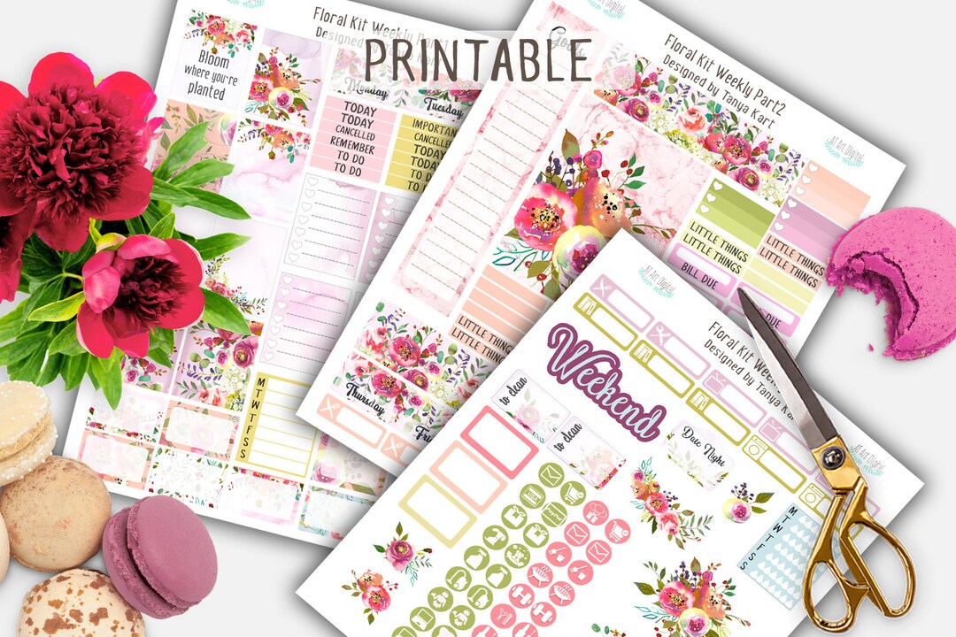 Floral Stickers//printable Stickers//weekly Planner Stickers//weekly ...