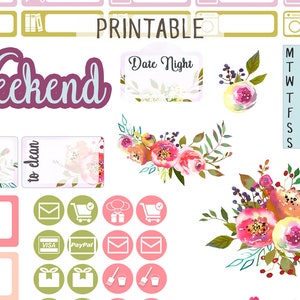 Floral Stickers//printable Stickers//weekly Planner Stickers//weekly ...