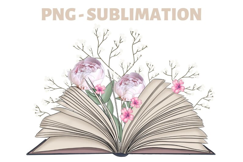Book With Flowers Design Illustration Reading Png File - Etsy