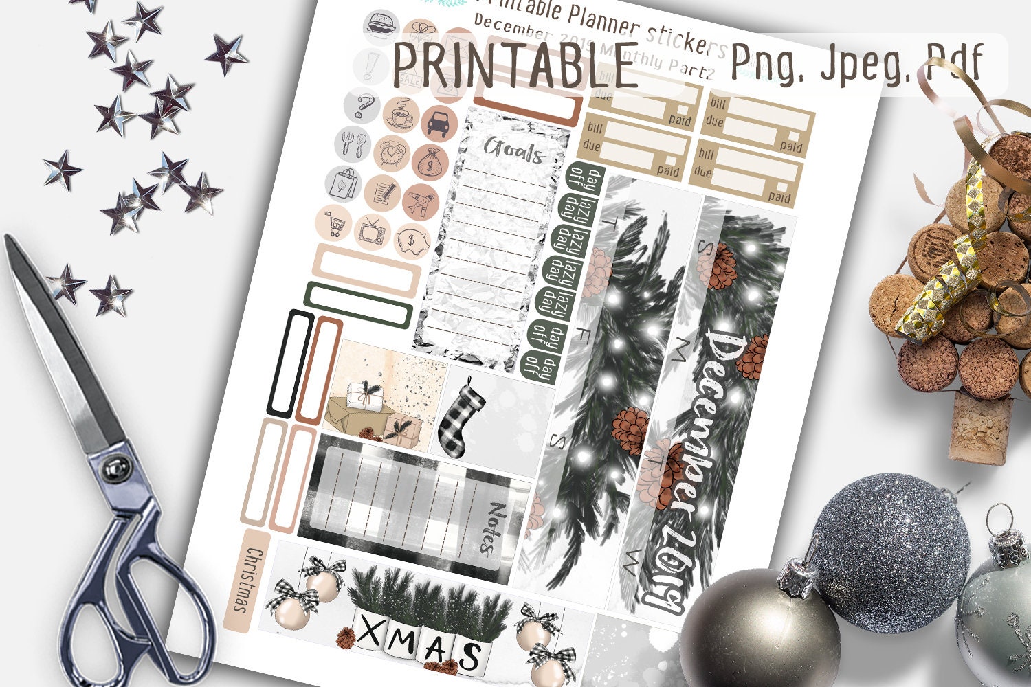 Printable Planner Stickers Christmas Stickers December Kit | Etsy