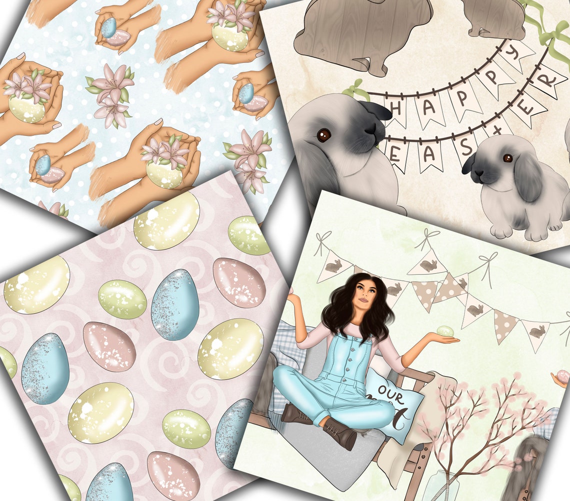Easter Pattern, Digital Papers, Spring Patterns, Planner Supplies ...