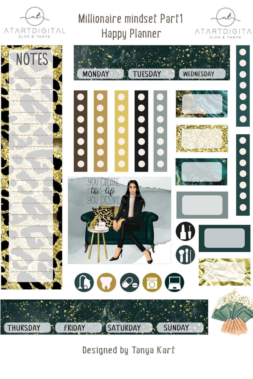 Millionaire Mindset Printable Stickers for Happy Planner, Planner Girl ...
