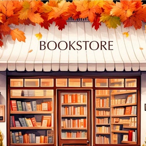 Cozy Autumn Bookstore PNG Sublimation for Laptop Sticker, Fall Graphic ...