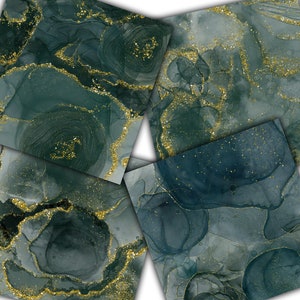 Green and Gold Papers, Gold Shine,green Digital Paper, Green Agate ...