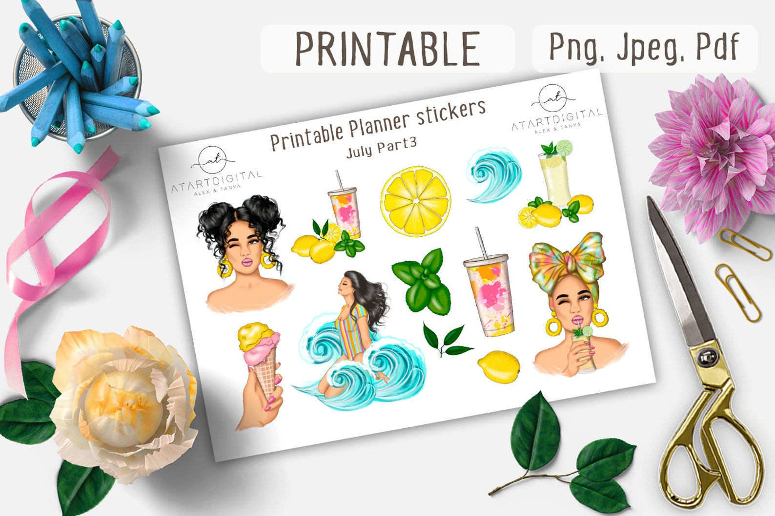 Erin Condren Planner Stickers Summer Kit Printable - Etsy