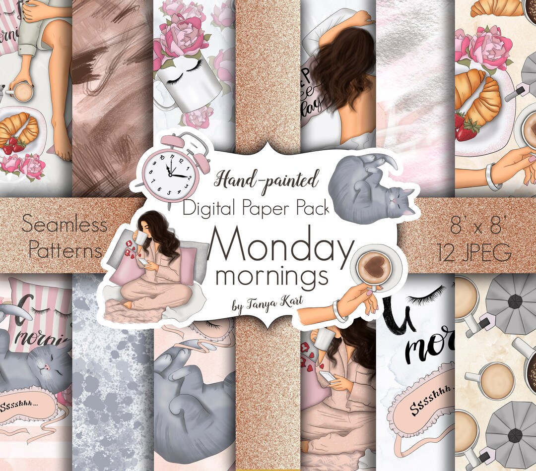 Monday Morning Paper, Digital Scrapbook, Make up Papers, Planner ...