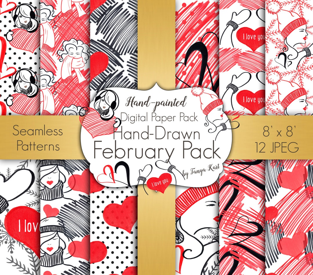 Love Digital Paper Seamless Pattern Hearts Digital Paper - Etsy