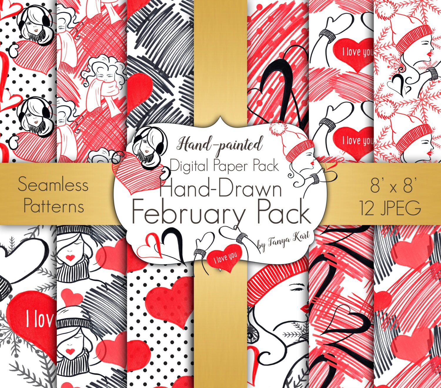 Love Digital Paper Seamless Pattern Hearts Digital Paper - Etsy