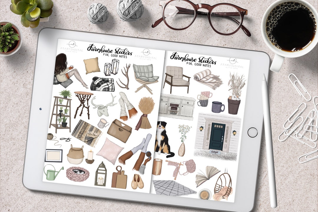 Farmhouse Digital Stickers for Goodnotes, Melanin Stickers, Icons ...