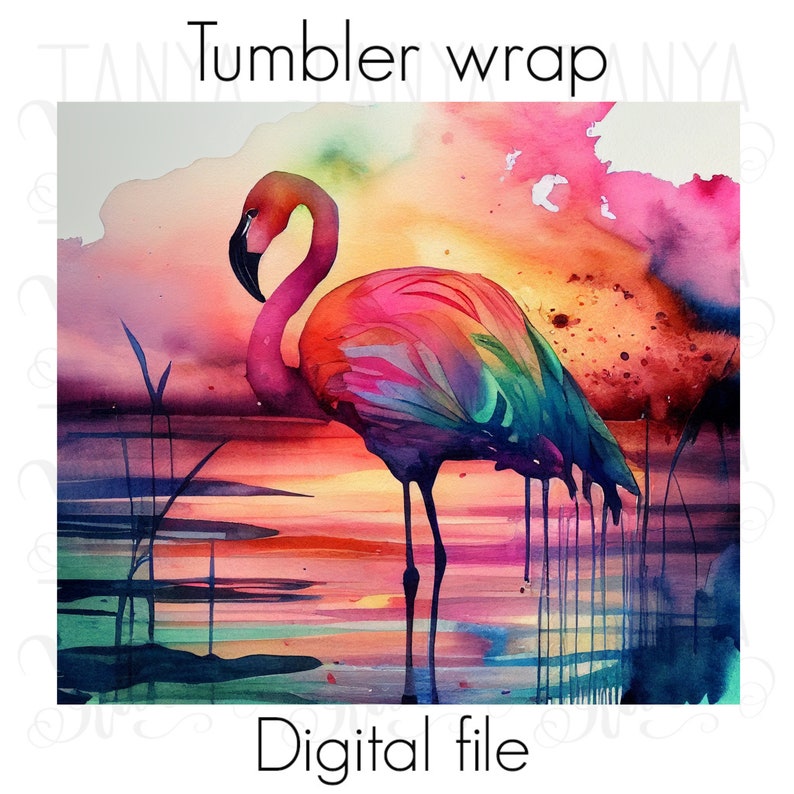 Flamingo Tumbler Alcohol Ink Tumbler Watercolor Texture - Etsy