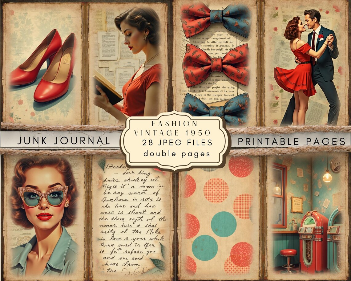 1950s Fashion Junk Journal Kit: Retro Vogue Ephemera (digital Download ...