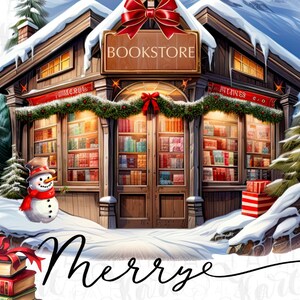 Merry Bookmas Christmas Village Bookstore, Instant Download PNG Files ...
