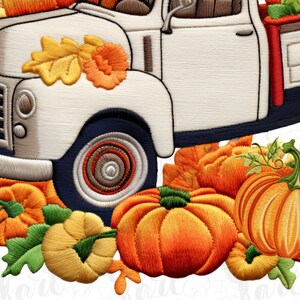 Autumn White Truck With Pumpkins - Vintage Pickup Art Print for Fall ...