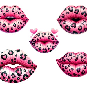 Pink Leopard Lips Png Valentines Day, Digital Download, Sublimation ...