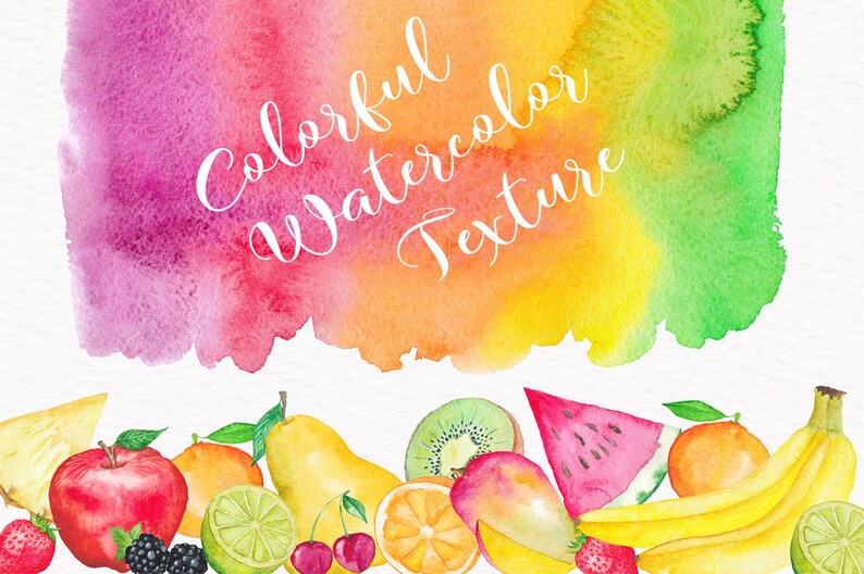 Watercolor Fruits Clipart: Hand-painted Food Illustrations (PNG ...