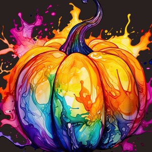 Colorful Watercolor Pumpkins Clip Art, Instant Download for Fall DIY ...