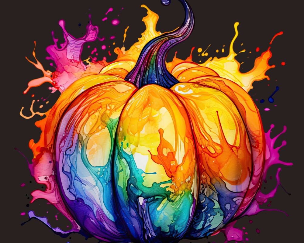 Watercolor Pumpkins Clip Art: Rainbow Fall PNG (commercial Use) - Etsy