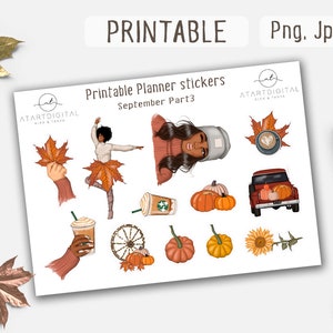 Autumn Planner Stickers, Monthly Kit, Printable Stickers, September ...