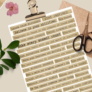 Printable Ephemera Words, Vintage Inspirational Quotes, Junk Journal ...